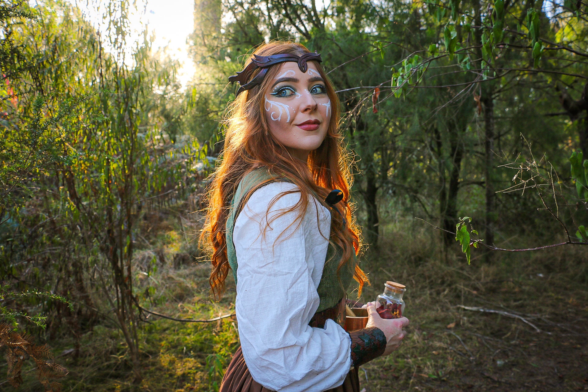Druid Wood Elf Crown Headpiece: Leather Pattern, LARP Cosplay (digital ...