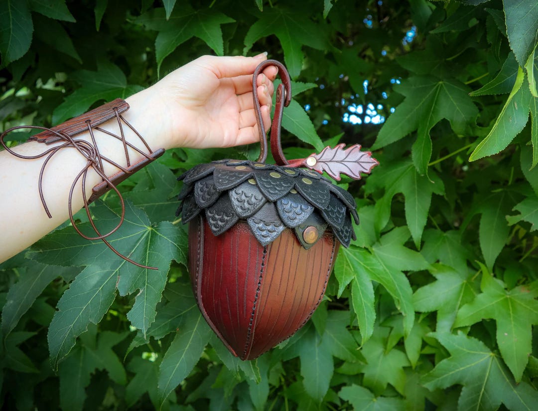 Leather Acorn Belt Bag | LARP Cosplay | Forest Fae Wood Elf Druid ...