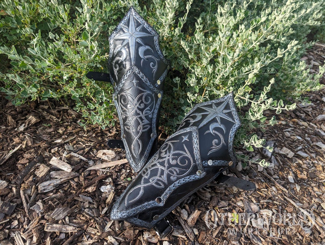 Leather Celestial Bracers | LARP Cosplay Armor Accessory | Medieval ...