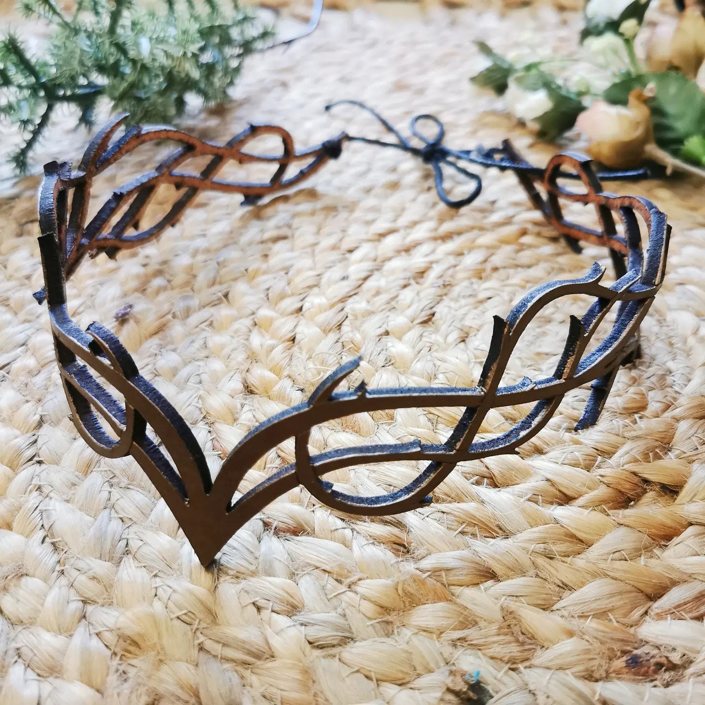 Leather Thorn Crown Headpiece LARP Cosplay Armor Forest Fae Elven Elf ...