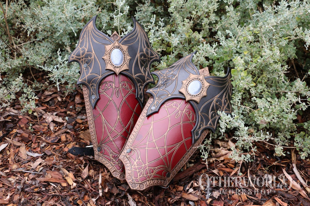 Leather Bloodstained Bracers Set | LARP Cosplay Dnd | Fantasy Medieval ...