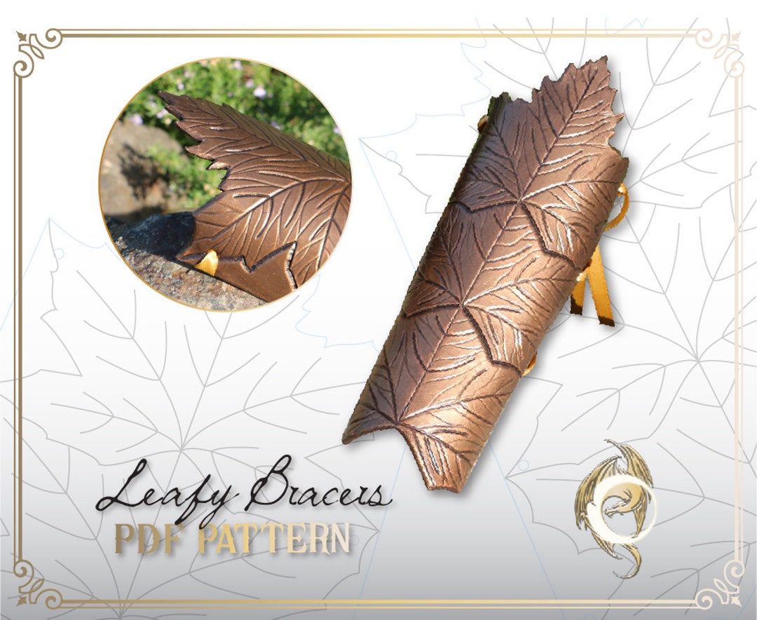 Leaf Bracers Leather Pattern Laser Cutter Compatible File LARP Armour ...