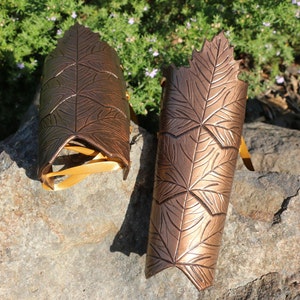 Leather Leaf Bracers LARP Cosplay Armor Forest Fae Autumn Elf - Etsy