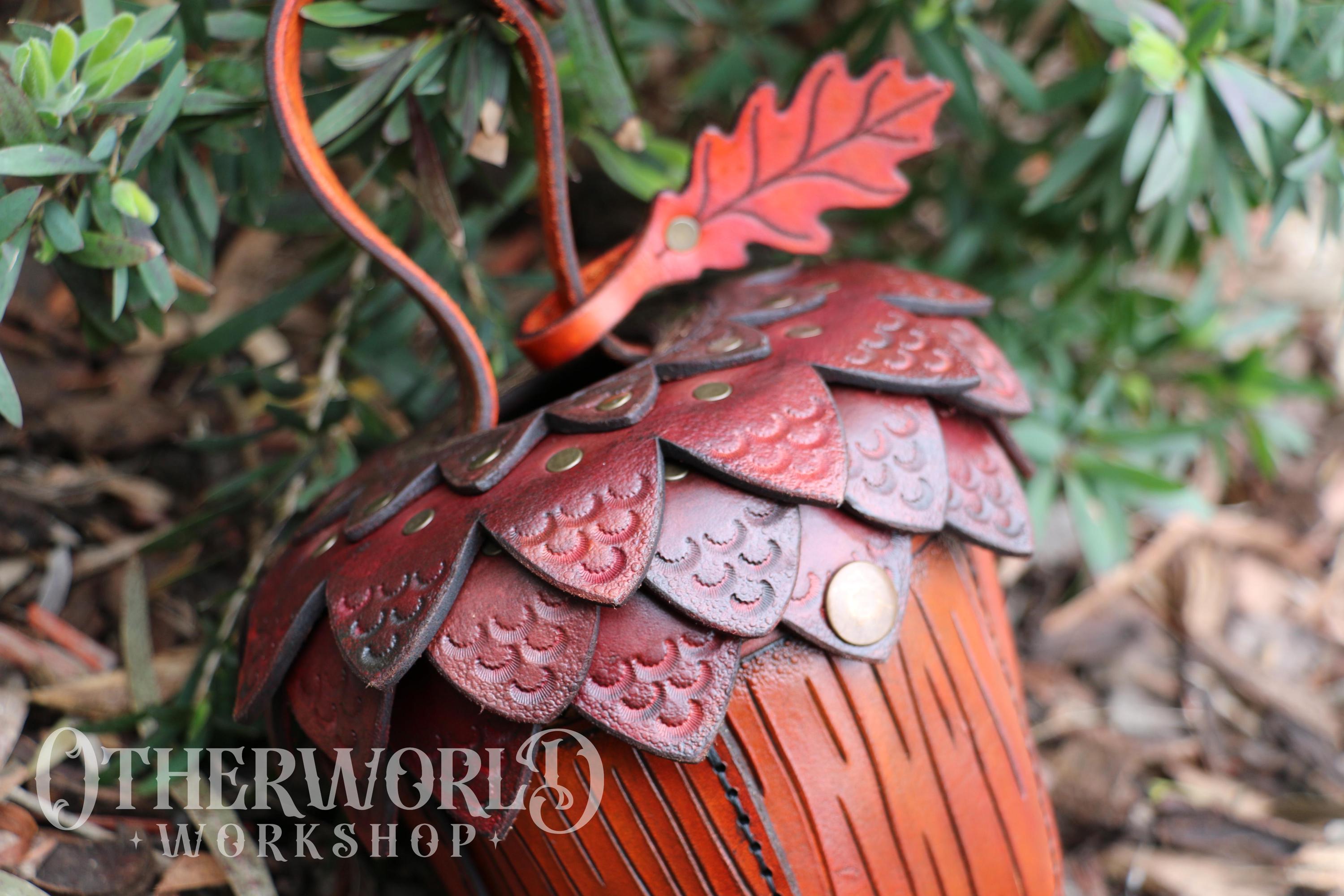 Leather Acorn Belt Bag: LARP Cosplay, Forest Fae, Wood Elf - Etsy