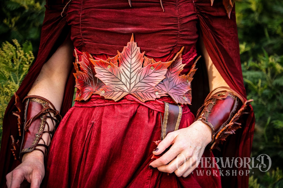 Leather Leaf Belt | LARP Cosplay Armor | Forest Fae Autumn Elf Medieval ...
