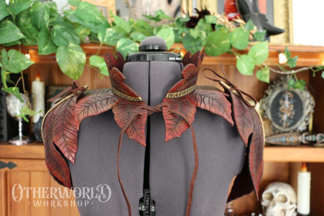 Leather Leaf Shoulder Mantle | Fantasy Inspired | LARP Cosplay Armor ...