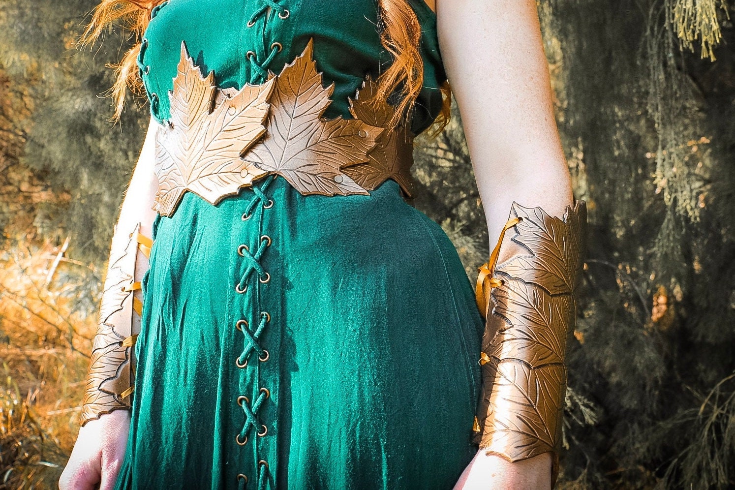 Leather Leaf Bracers LARP Cosplay Armor Forest Fae Autumn Elf - Etsy