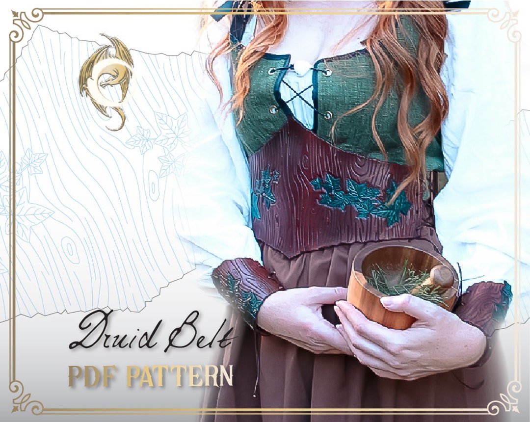 Druid Wood Elf Belt Leather Pattern: LARP Cosplay Armour (digital ...