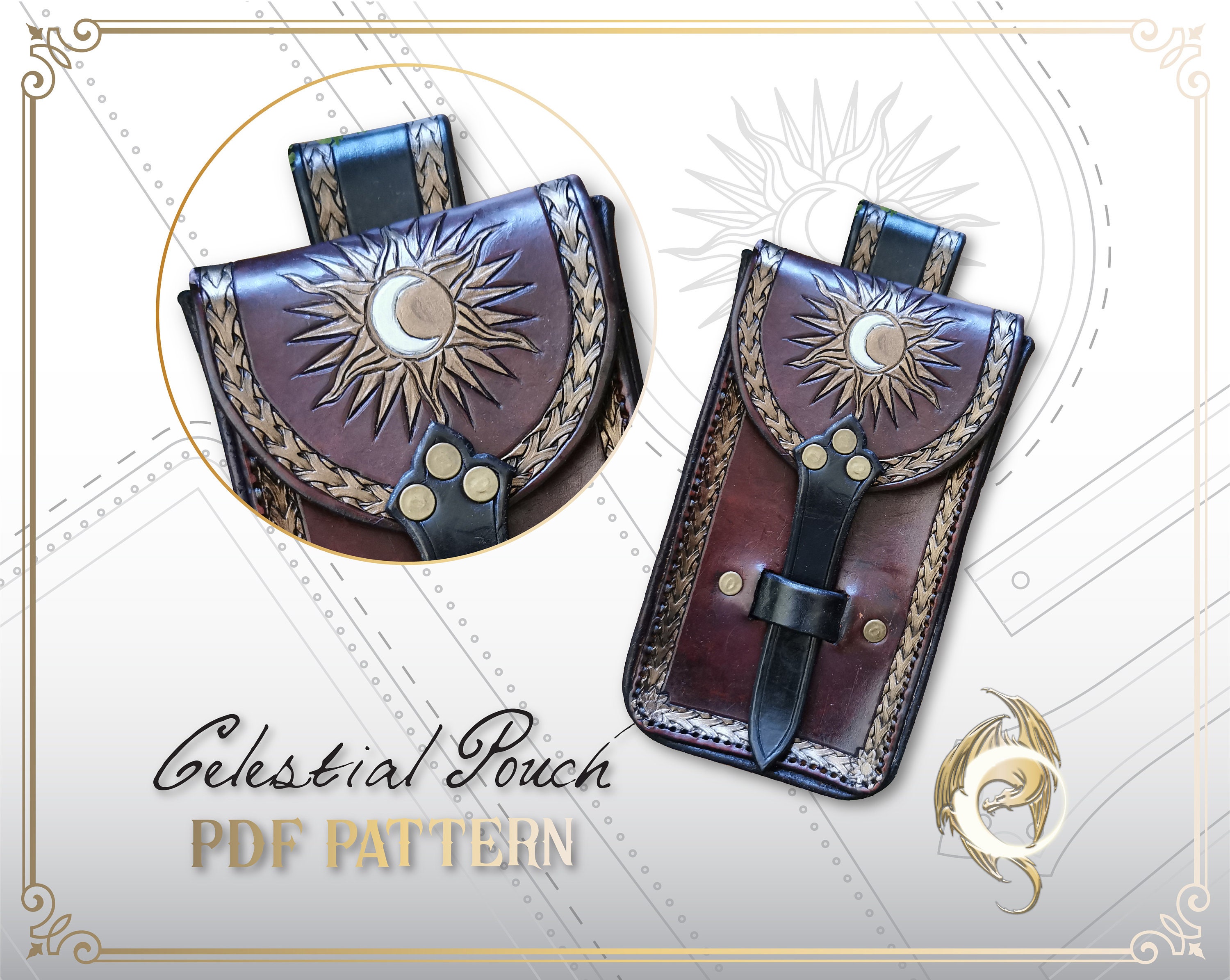 Celestial Belt Bag Pouch | Leather Pattern | Laser Cutter Compatible ...