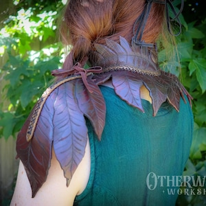 Leather Leaf Shoulder Mantle | Fantasy Inspired | LARP Cosplay Armor ...