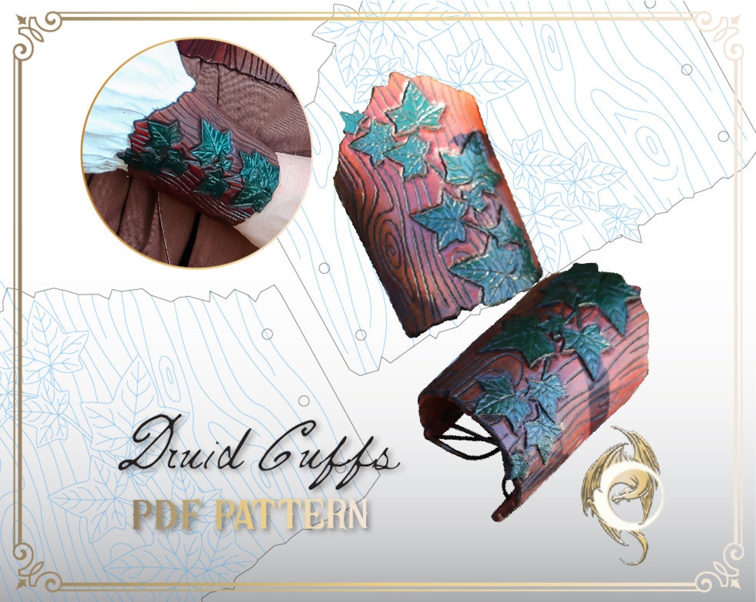 Druid Wood Elf Cuffs | Leather Pattern | Laser Cutter Compatible File ...