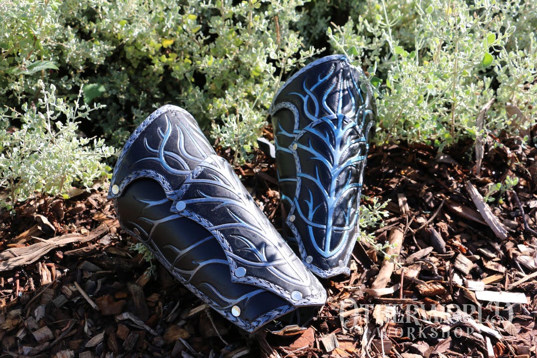 Leather Necromancer Bracers: LARP Cosplay Gothic Cathedral Armor - Etsy