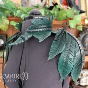 Leather Leaf Shoulder Mantle | Fantasy Inspired | LARP Cosplay Armor ...