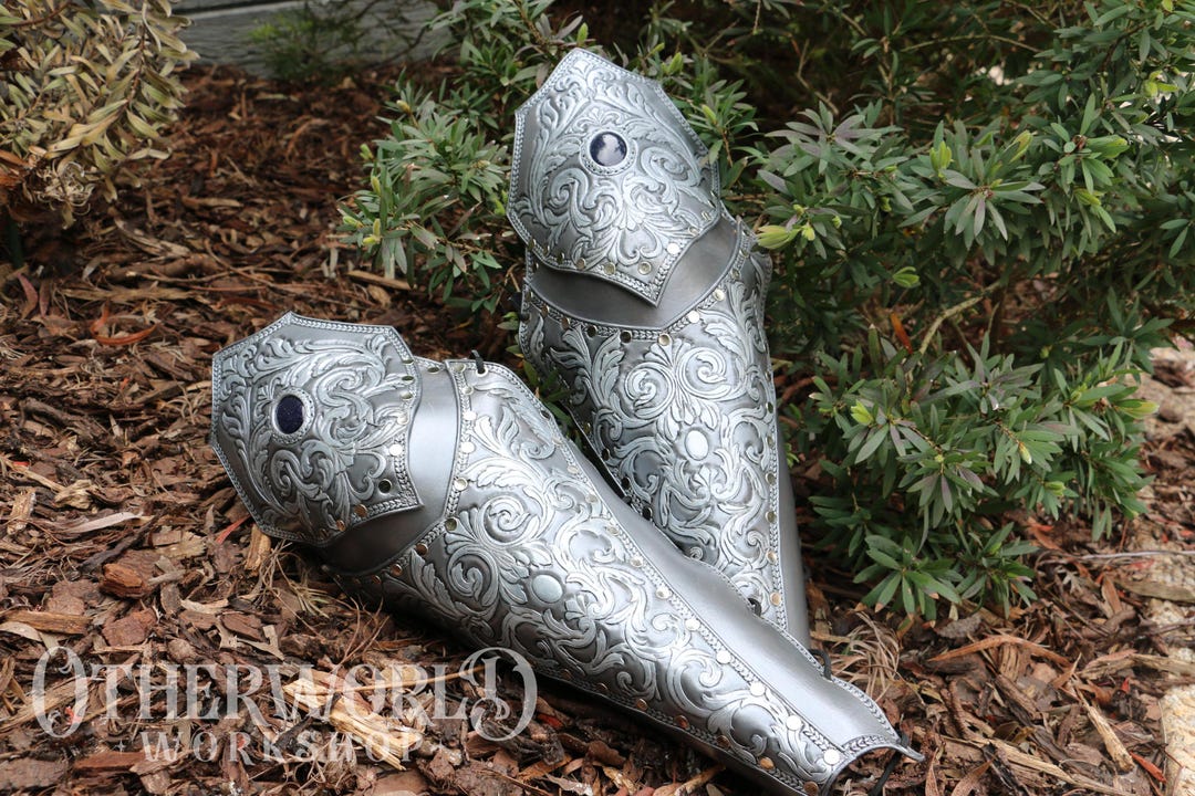Leather Baroque Greaves Set | LARP Cosplay Dnd | Fantasy Medieval Armor ...