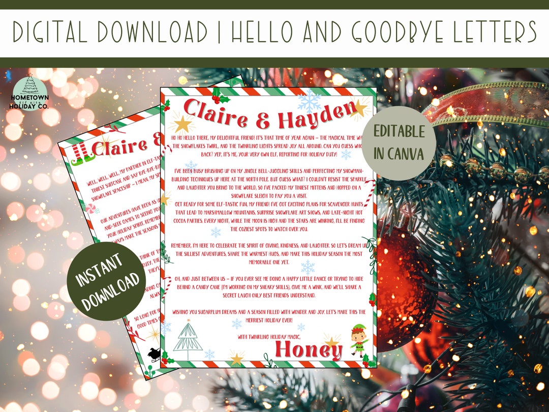 Elf Arrival Letter Elf Welcome and Departure Letters Elf Hello Letter ...