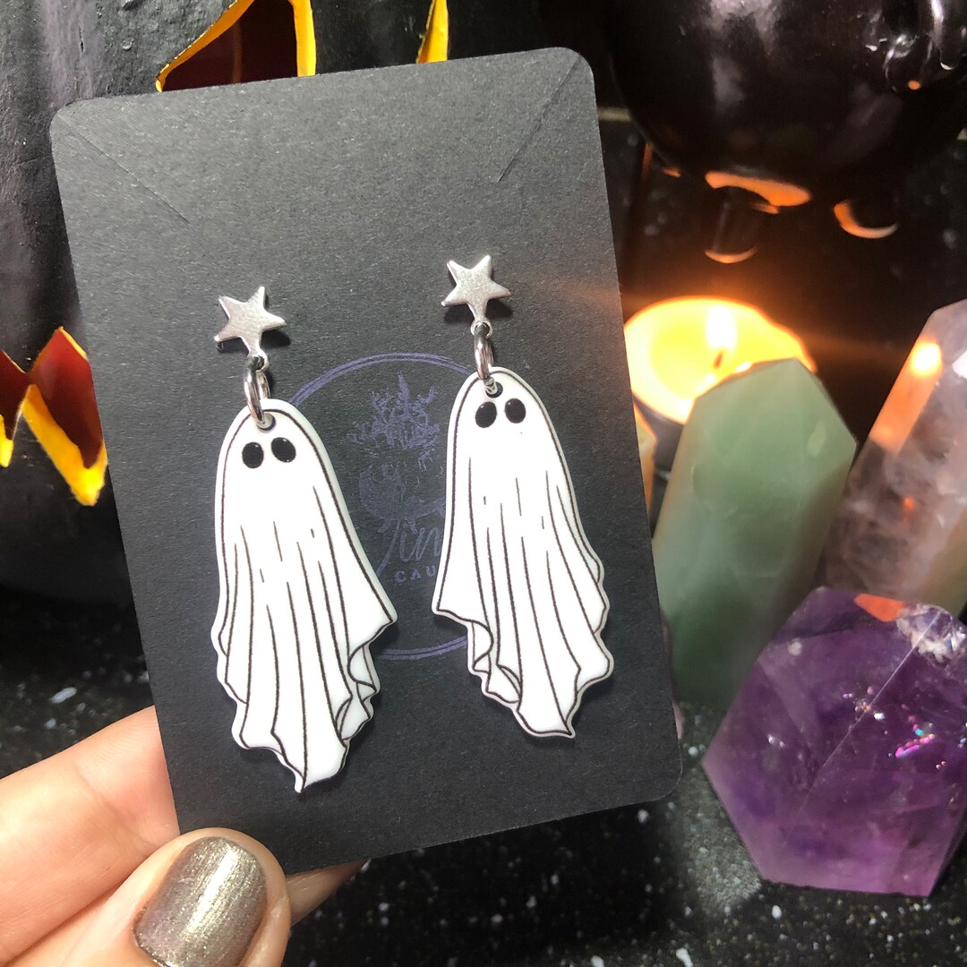 Classic Ghost Dangle Earrings // Spooky Jewellery, Halloween Jewellery ...