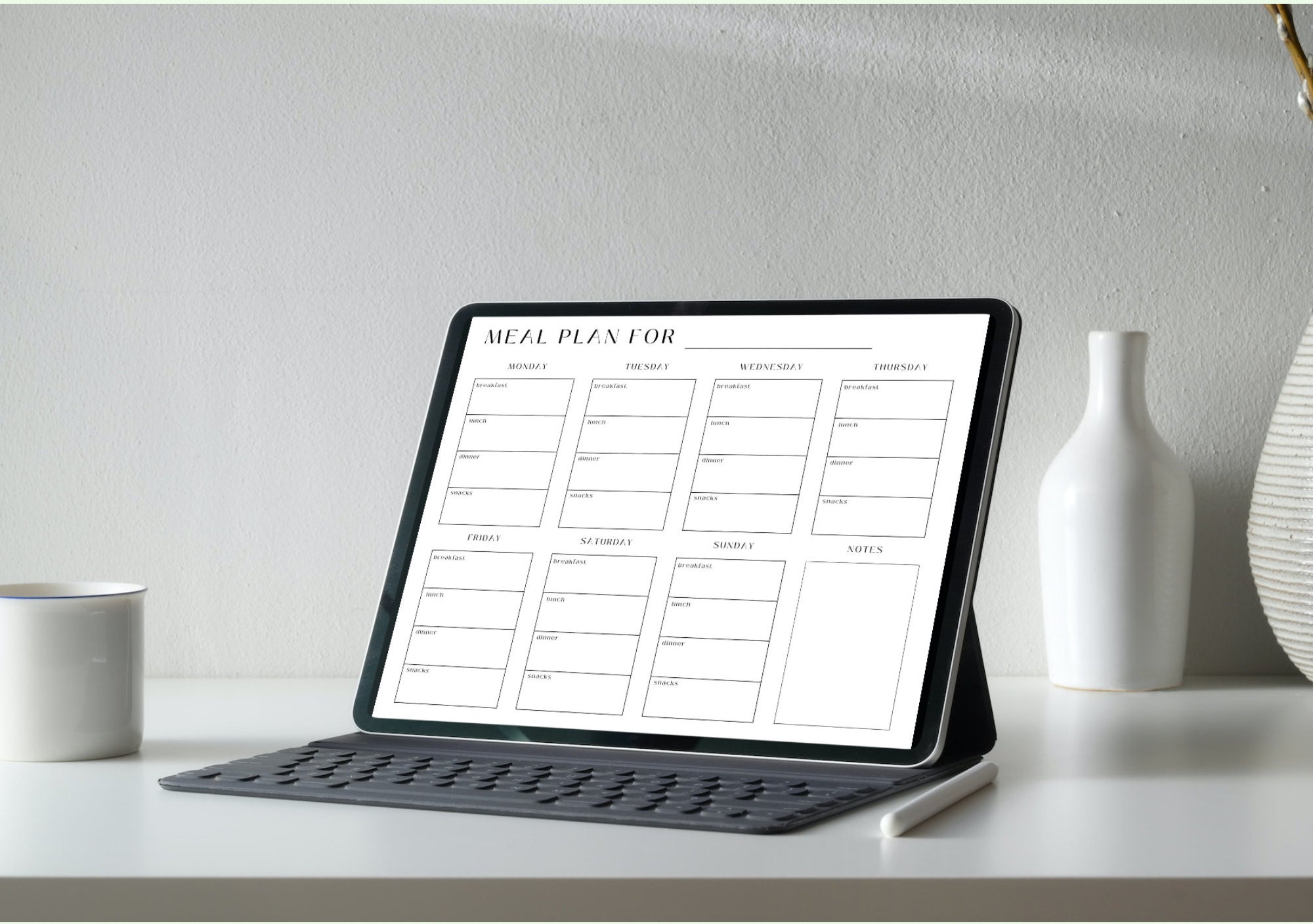 Printable Weekly Meal Planner Landscape Simple, Meal Tracker, Food ...