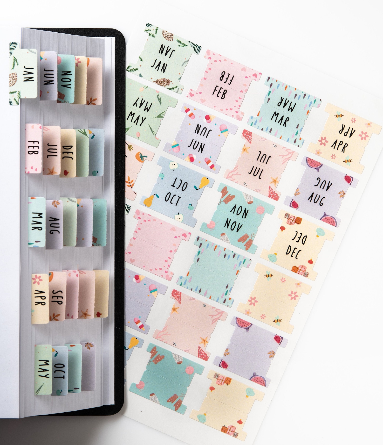 monthly-tabs-for-planner-stickers-12-month-tabs-and-12-blank-etsy
