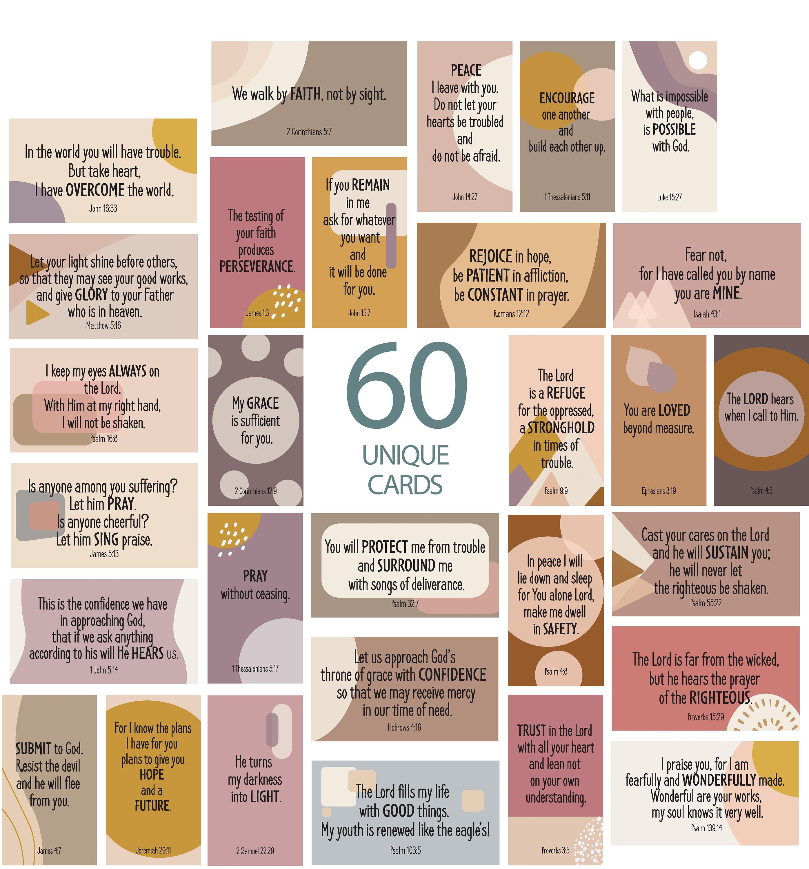 60 Unique Bible Verse Cards: Mini Scripture Cards, Inspirational Quotes ...