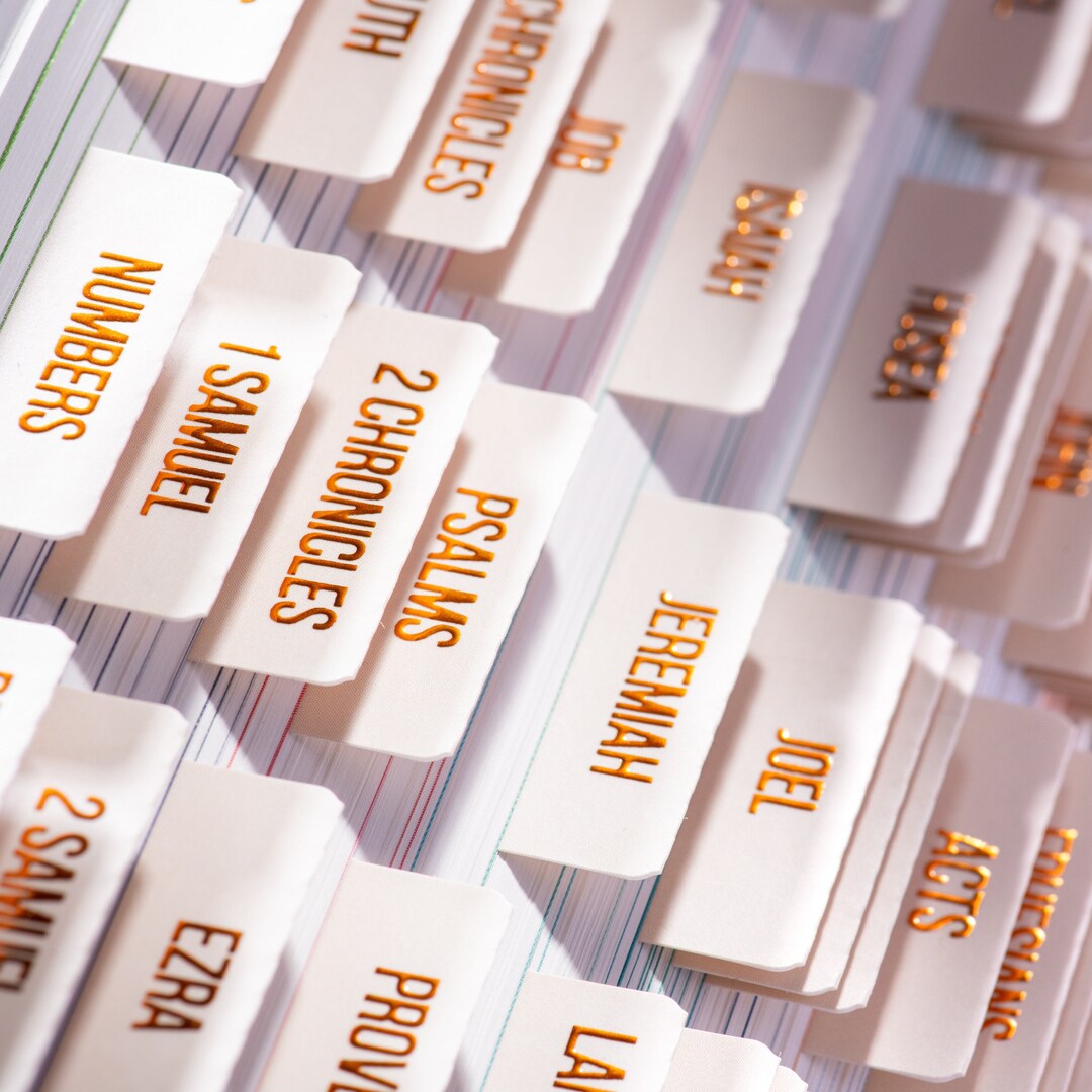 Laminated Bible Tabs With Adhesive (copper Embossed Lettering), Bible ...