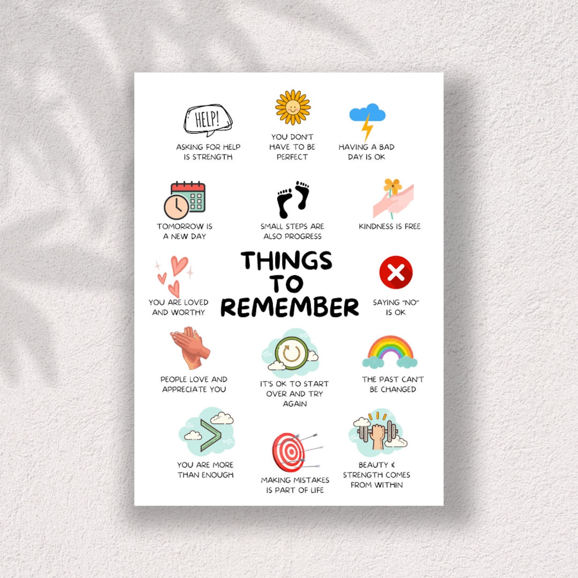 Things to Remember Poster, Therapy Office Decor, Counseling Poster ...