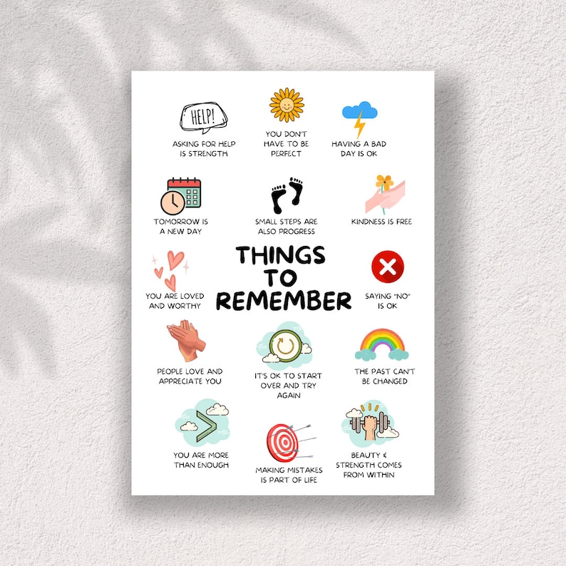 Things to Remember Poster, Self-care, Mental Health (digital Print) - Etsy