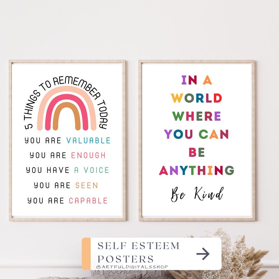 Calming Corner Poster Set Self Esteem Affirmation Kids - Etsy
