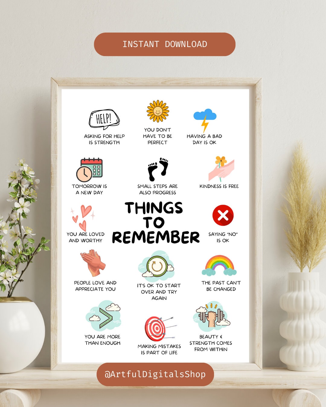 Things to Remember Poster, Therapy Office Decor, Counseling Poster ...