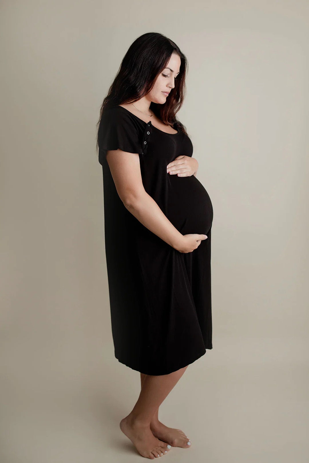 Black Maternity Mommy Labor and Delivery/ Nursing Gown - Etsy