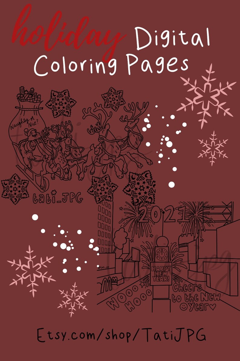 Holiday Coloring Pages 6 Pack Adult Coloring Digital - Etsy
