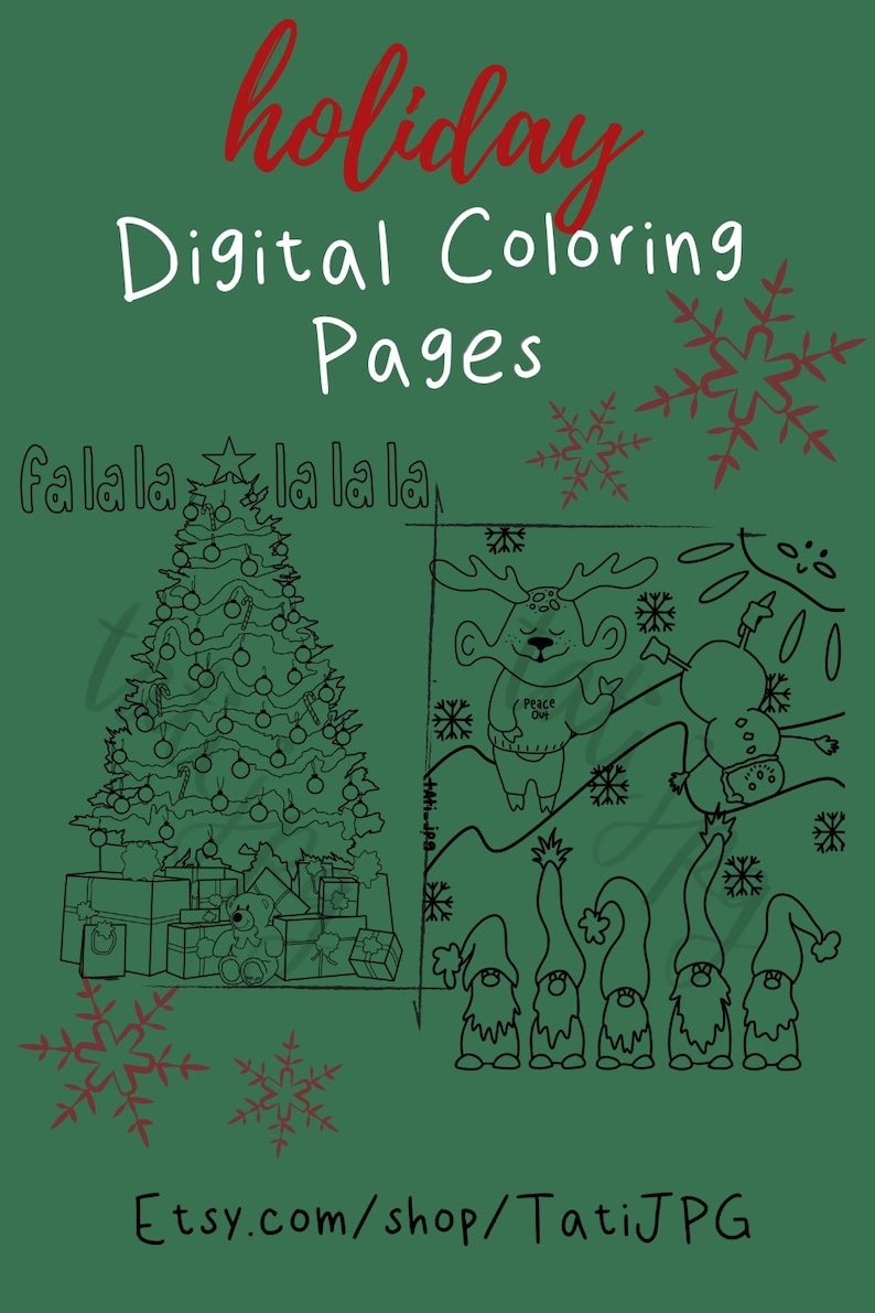 Holiday Coloring Pages 6 Pack Adult Coloring Digital - Etsy