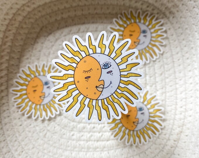 Sun and Moon Sticker Astrology Stickers Night Time Cozy - Etsy