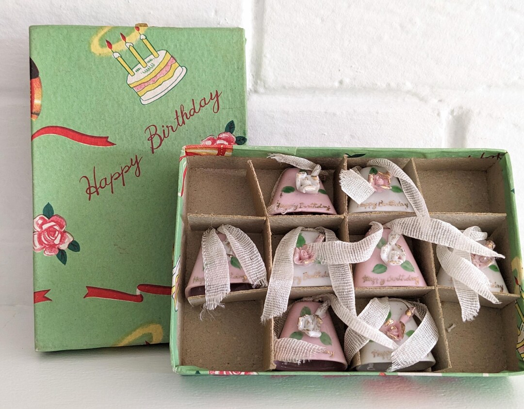 Vintage Mini Happy Birthday Bells SET of 8 Vintage Happy Birthday Gift ...