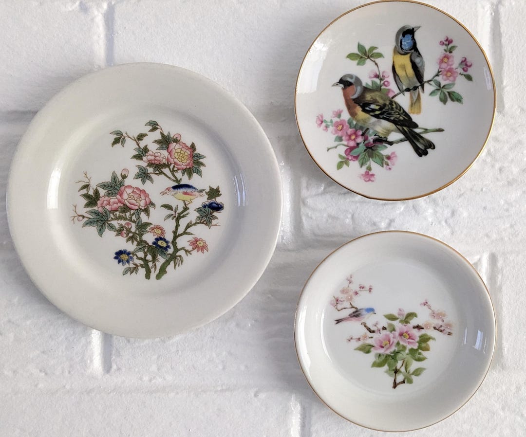 Vintage Bird Plates | SET of 3 | Curated, Mixed & Matched Birds and ...