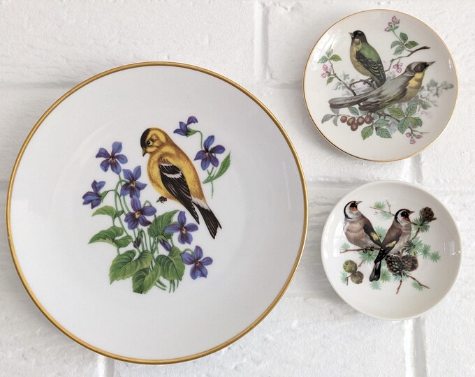Vintage Bird Plates | SET of 3 | Curated, Mixed & Matched Birds and ...