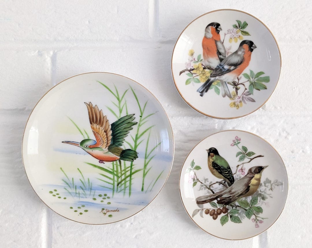 Vintage Bird Plates SET of 3 Curated, Mixed & Matched Birds and ...