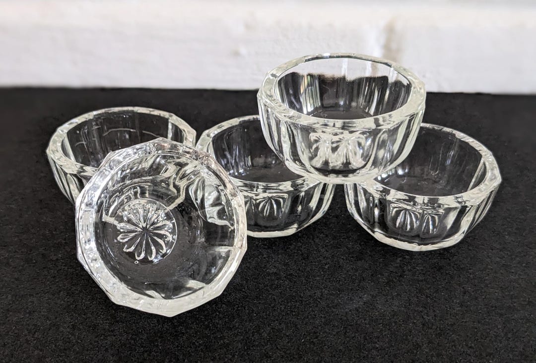 Vintage Glass SALT CELLARS | SET of 5 | Clear Glass Decagon (10-sided ...