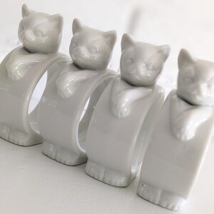Vintage Cat Napkin Rings SET of 4 Napkin Rings White Porcelain Cat ...