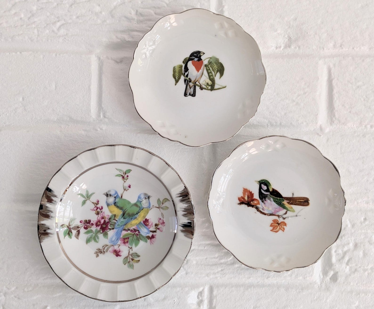 Vintage Bird Plates | SET of 3 | Curated, Mixed & Matched Birds and ...