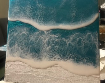 Resin Beach Art Mini Canvas Wales Shells Fluid Art - Etsy