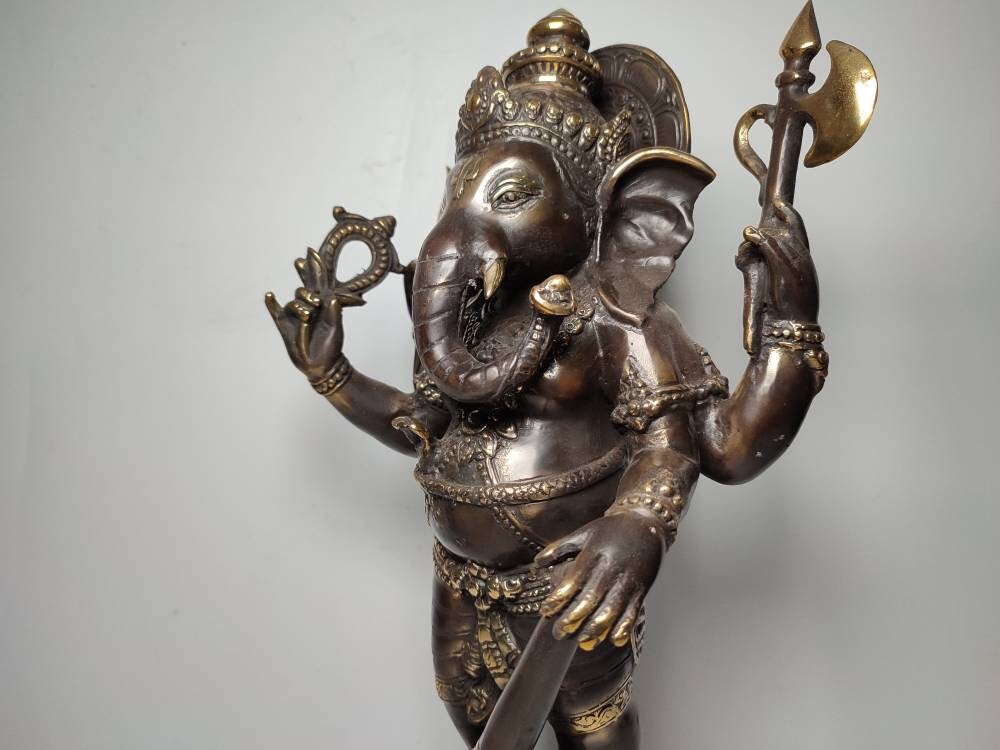 Ganesha on Lotus, Bronze Ganesha Statue, Handmade Ganesha, Ganesha Idol ...
