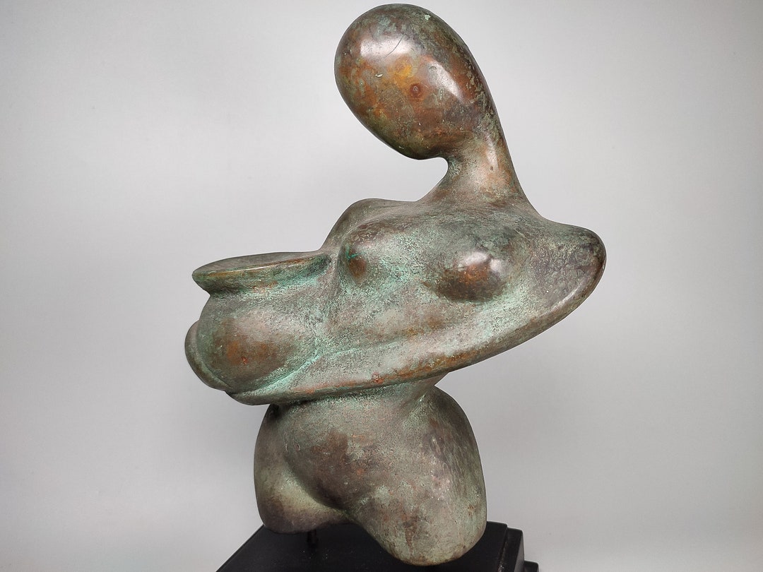 Abstract Female Figurine, Bronze Female With Pot, Modern Female Bronze ...