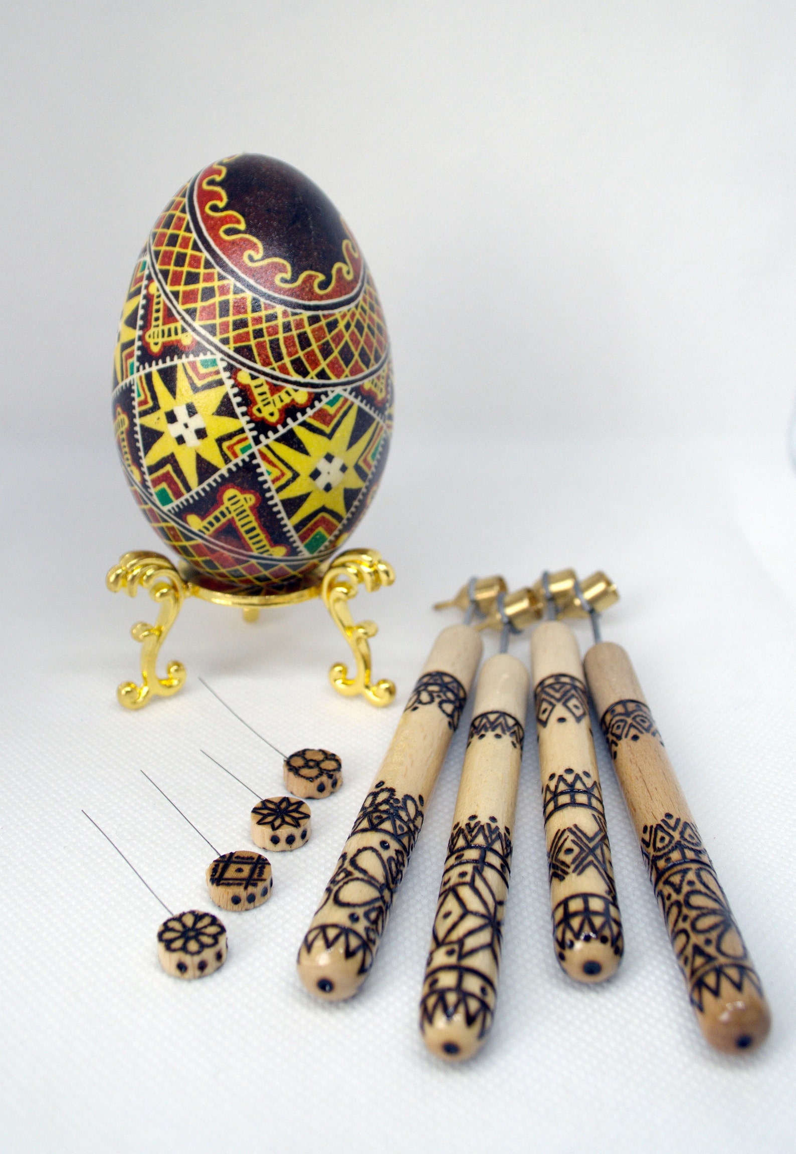 Kistka, Kistka Set, Decorated Wood Burned Kistka, Egg Decorating Tool ...