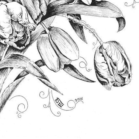 Tulips Pen Sketch