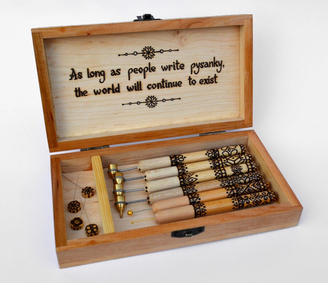 Pysanka Egg Decorating Kit, Wood Burned Box and Kistky, Pysanky ...