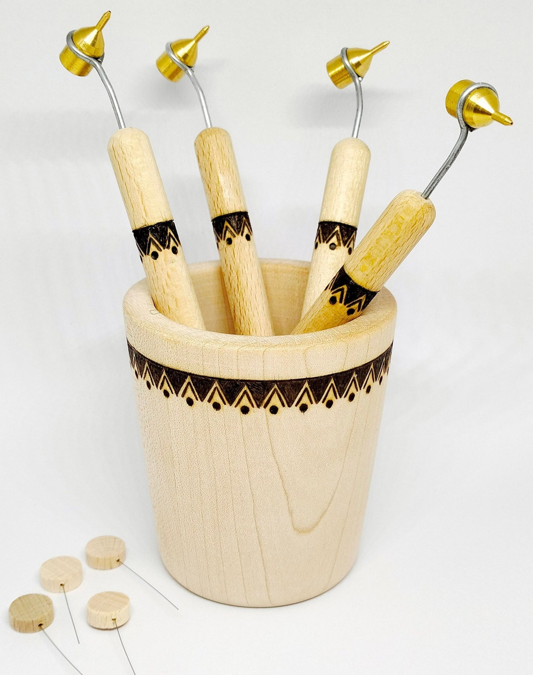 Ukrainian Egg Decorating Kit, Kistka Set in a Wooden Cup Holder, Kistky ...