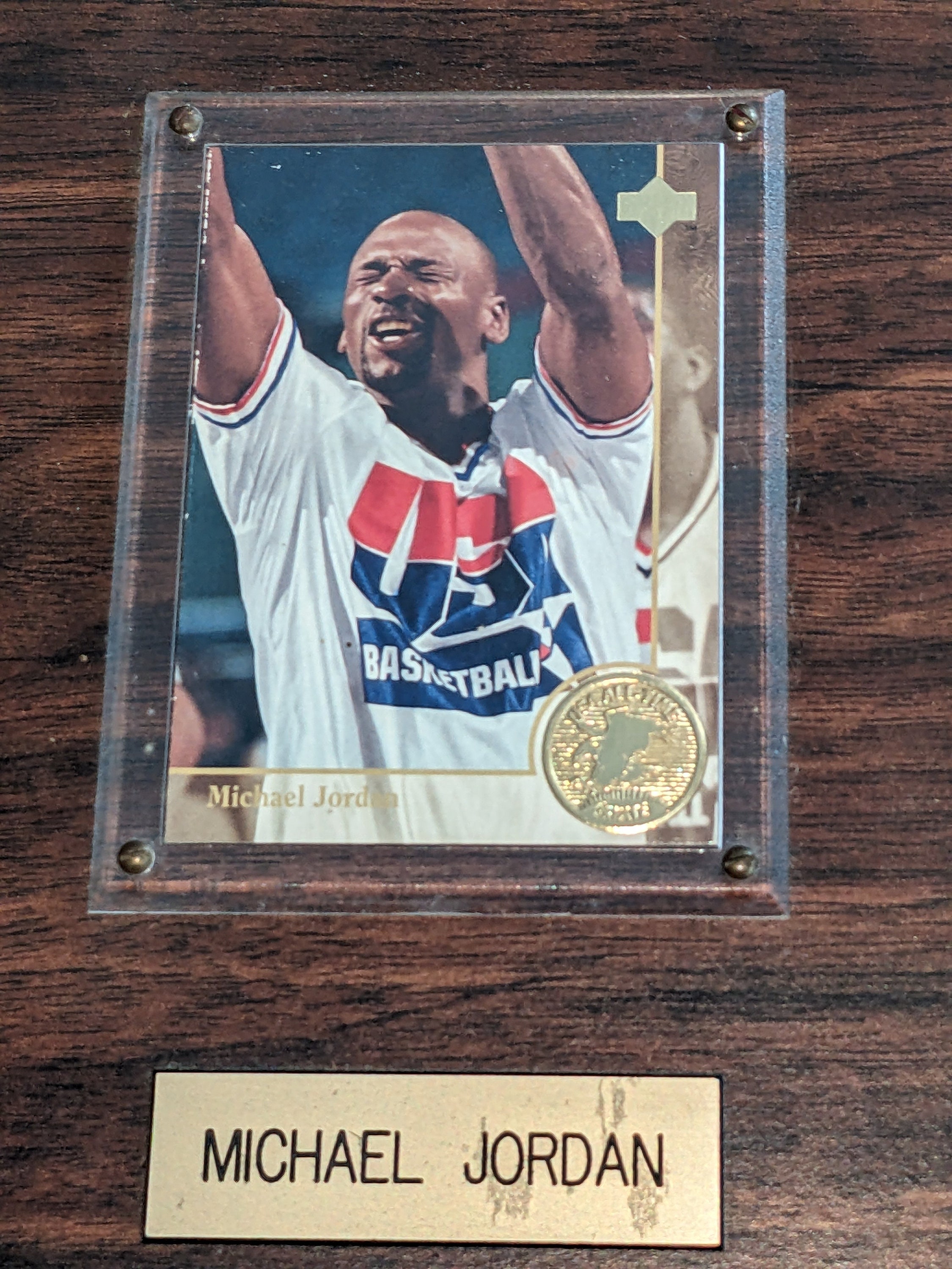 Michael Jordan UPPER DECK All-time GREATS #85 1994 Plaque Mounted With ...