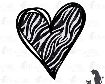 Zebra Print Heart | Etsy