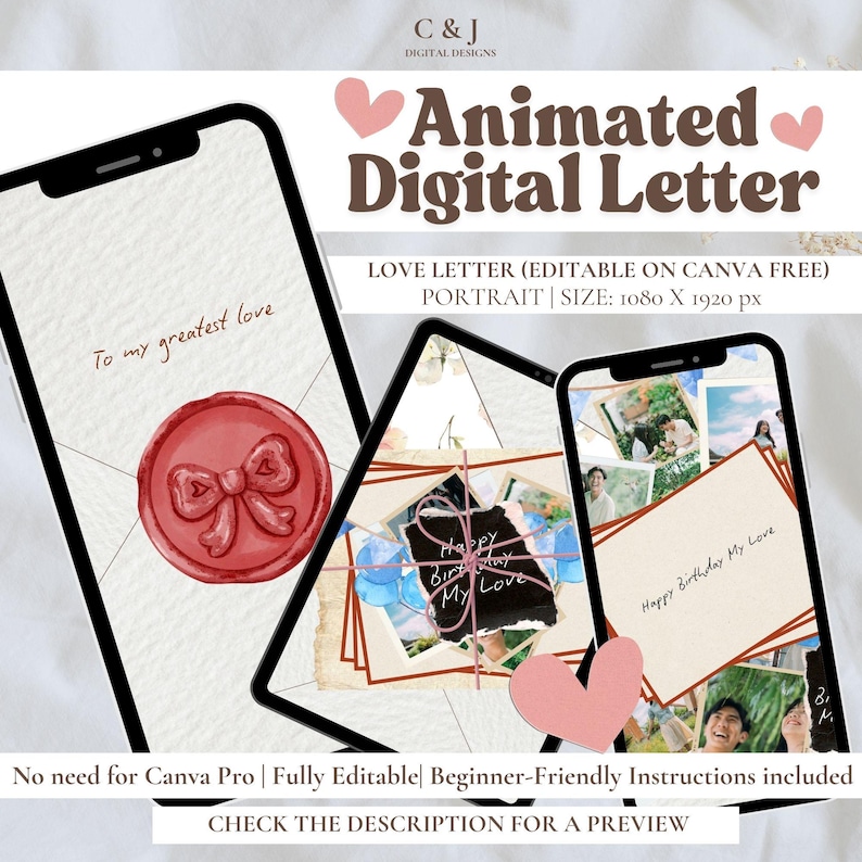 Cute Animated Love Letter Virtual Gift for LDR Couple Digital Gift ...