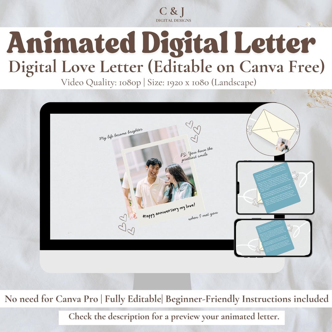 Cute Digital Letter Personalized Long Distance Anniversary Gift for ...